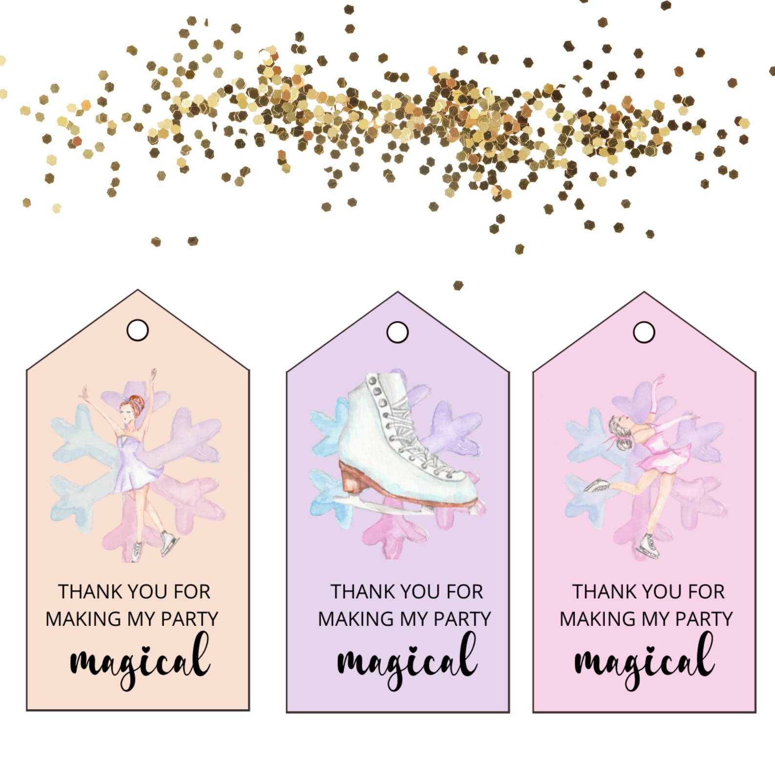 Ice Skate Birthday Party Favor Tags | Ice Skating Party Tag | Girls Ice ...