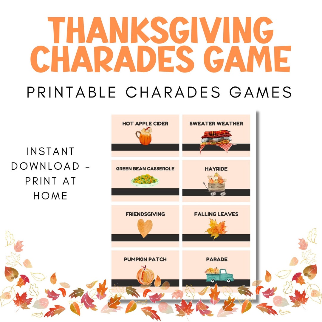 36 Thanksgiving Charade Cards -thanksgiving Charades Party Game ...