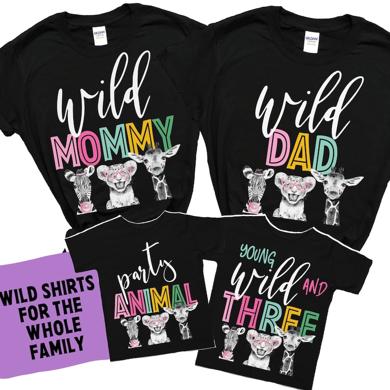 Wild and Three Wild Shirts, Young and Wild Girl Pink Safari Animals Zoo ...