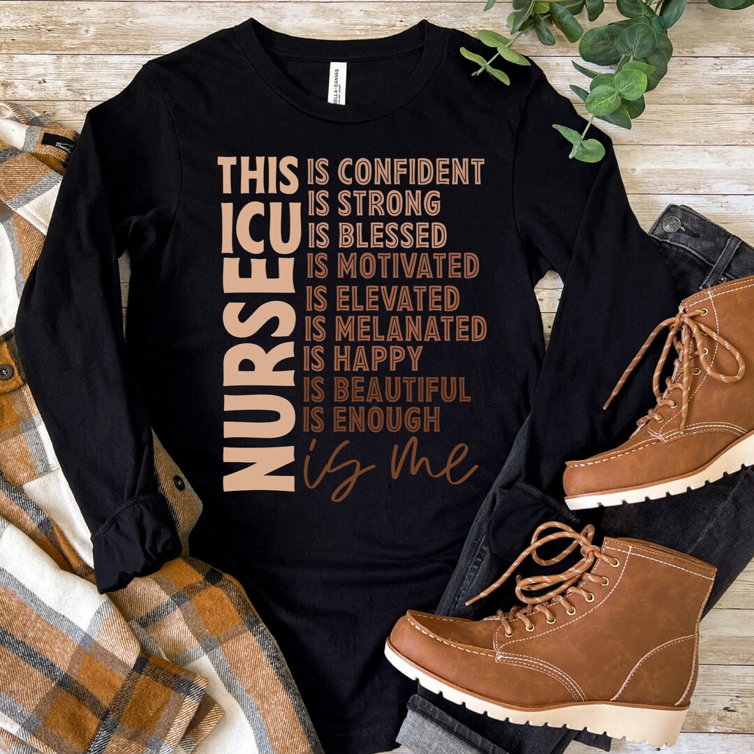 Custom ICU Nurse Shirt, Personalized Black Nurse Tshirt, Nursing Gift ...