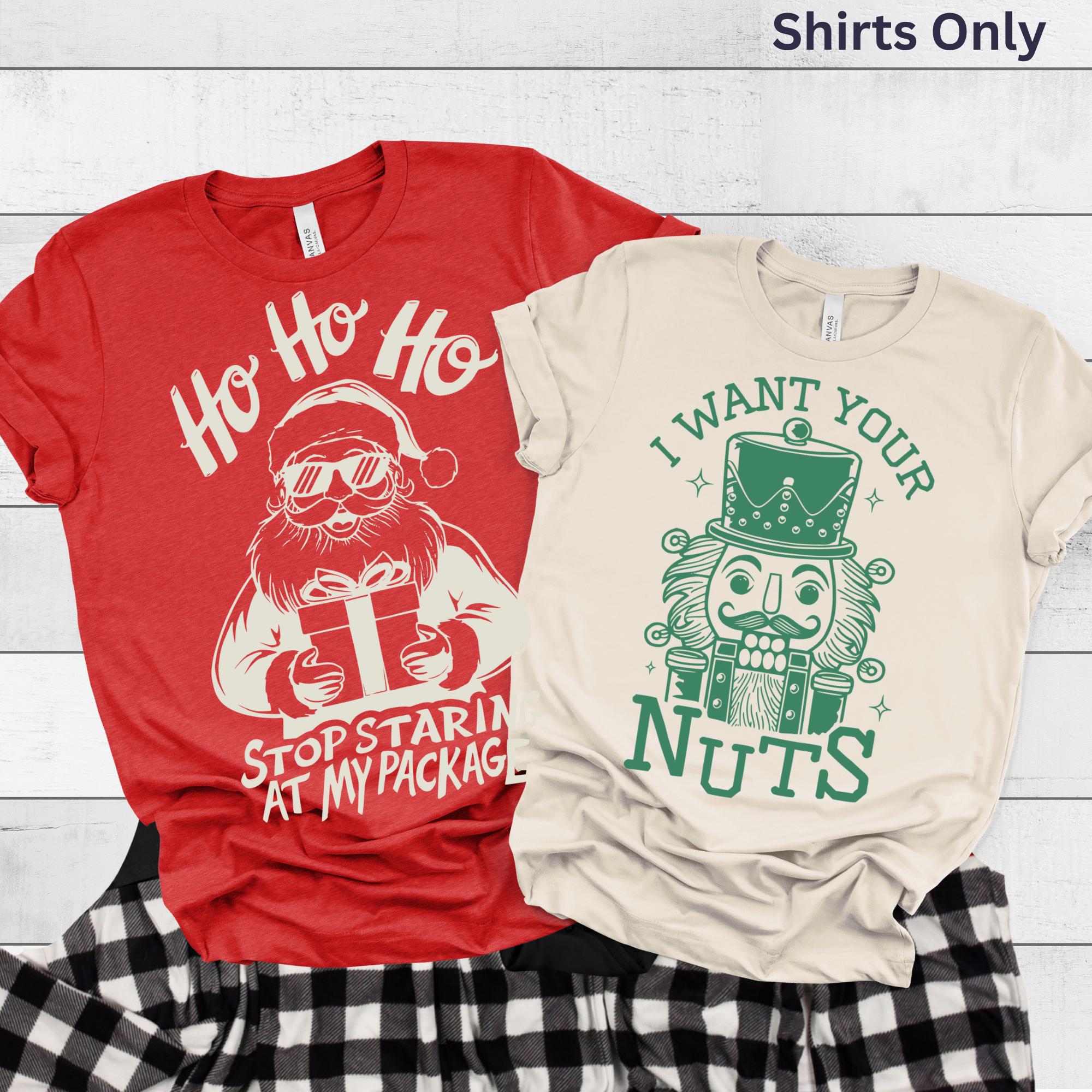 Rude Dirty Christmas Pajama Shirts, Inappropriate Couples Naughty Pjs ...