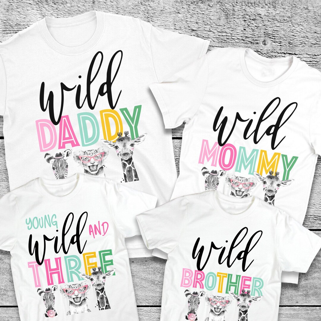 Wild and Three Wild Shirts, Young and Wild, Girl Pink and Gold Safari ...