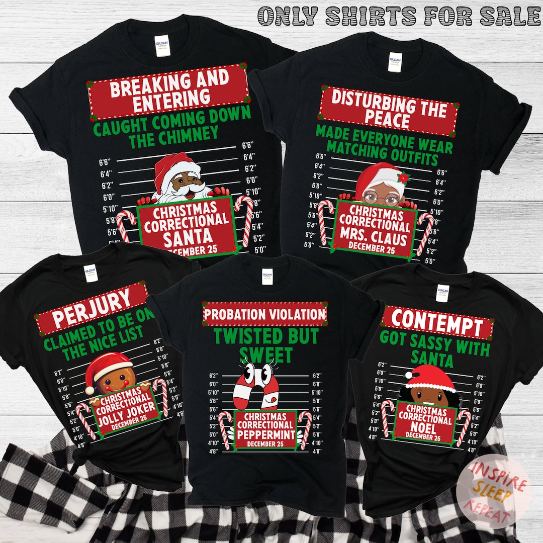 Black Christmas Santa Shirt, Brown Santa Family Shirts, Funny Christmas ...