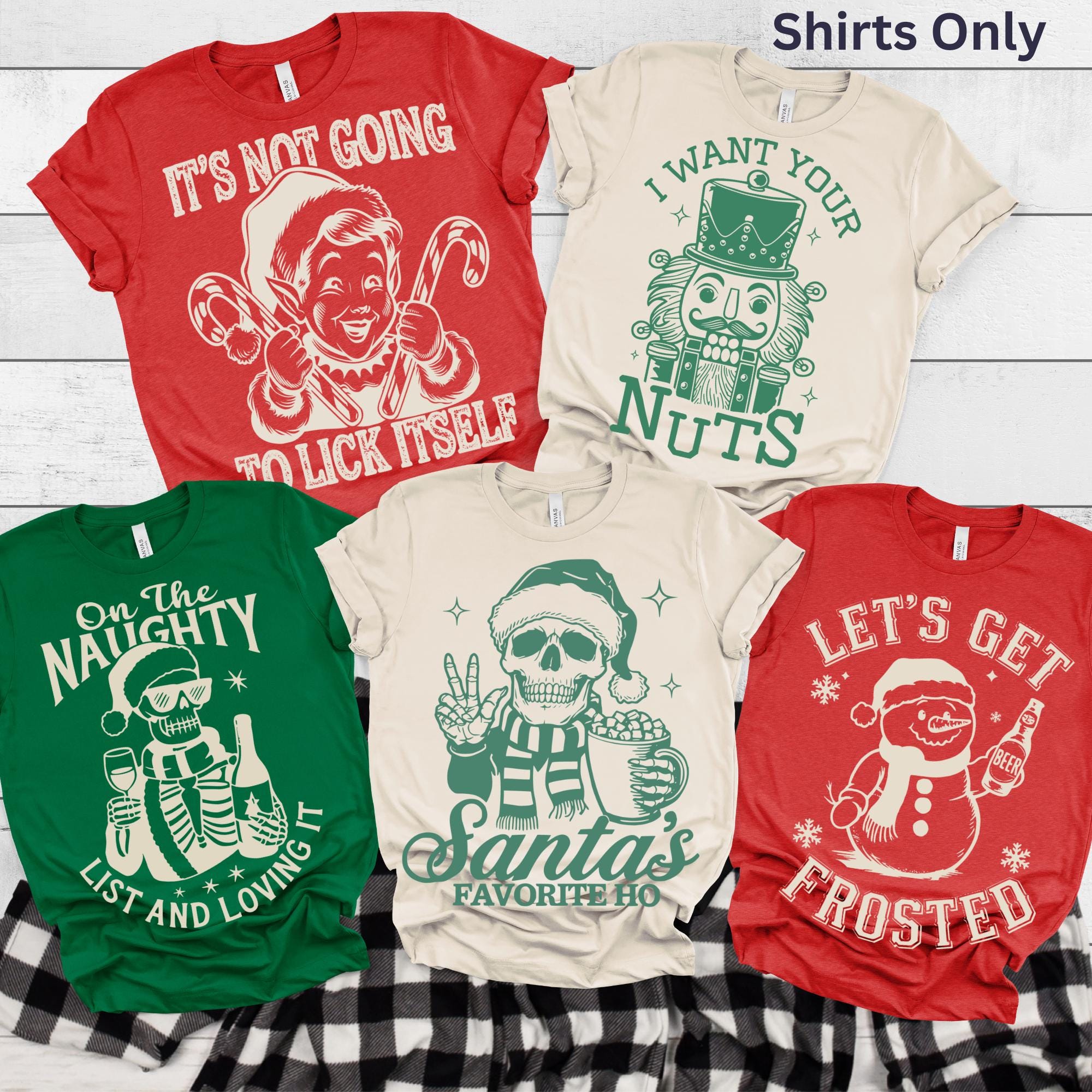 Rude Dirty Christmas Pajama Shirts, Inappropriate Couples Naughty Pjs ...
