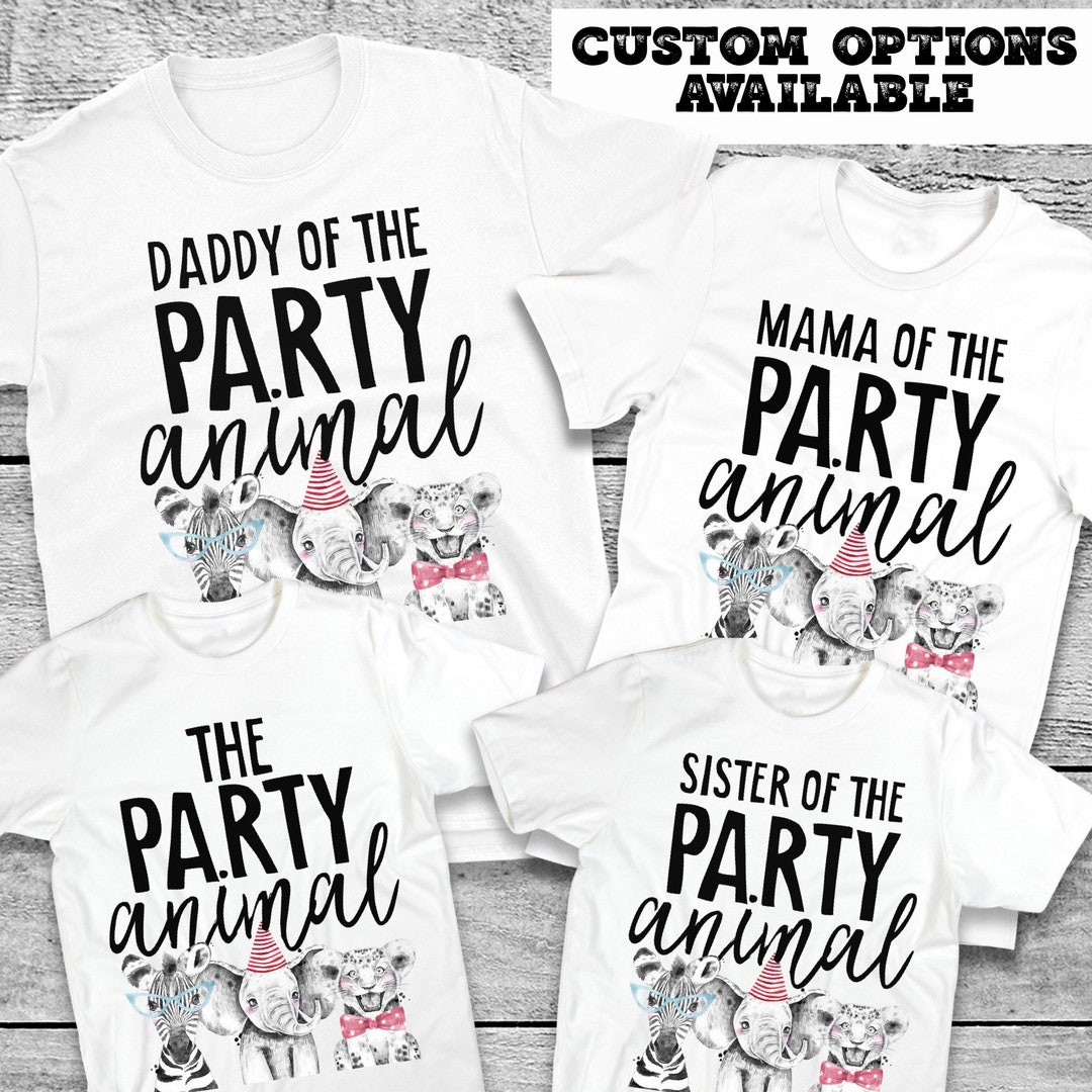 Party Animal Shirt, Zoo Birthday Party Shirts, Cheetah Print, Adult ...