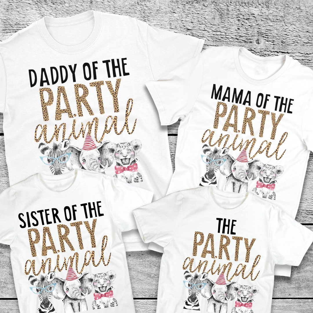 Party Animal Shirt, Zoo Birthday Party Shirts, Cheetah Print, Adult ...