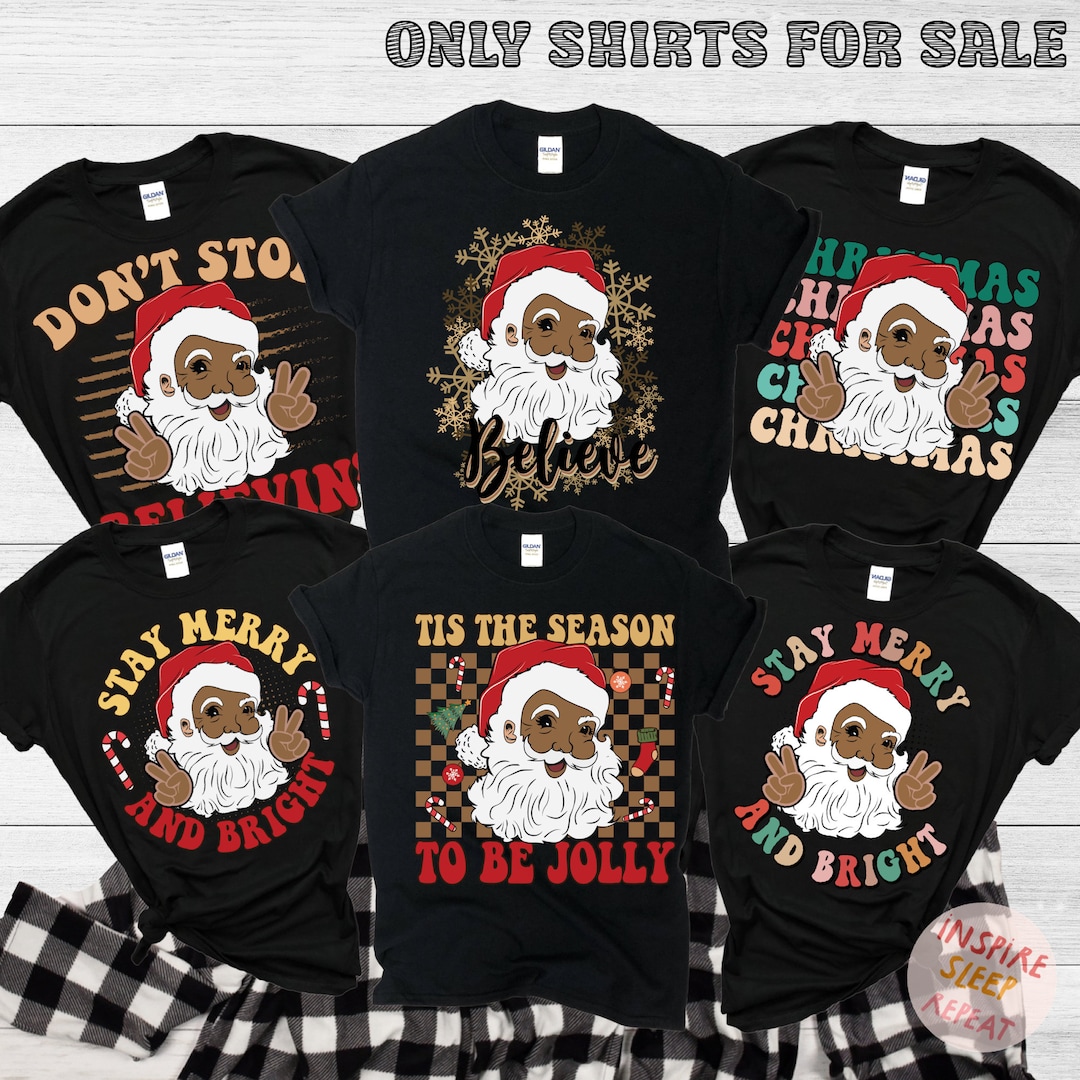 Black Santa Claus Christmas Pajamas, Matching Family Christmas Pajamas ...