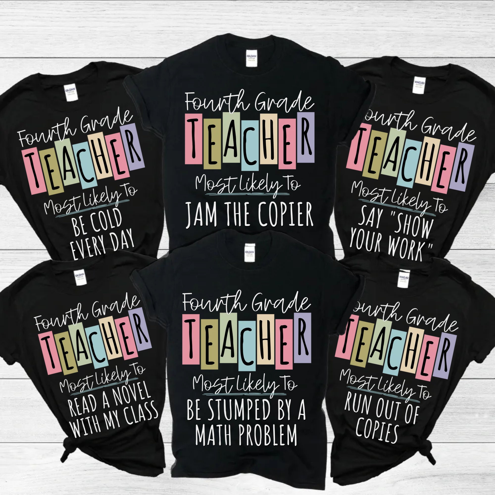 Fourth Grade Teacher Shirts, Most Likely to Team Teacher Tshirt, Back ...