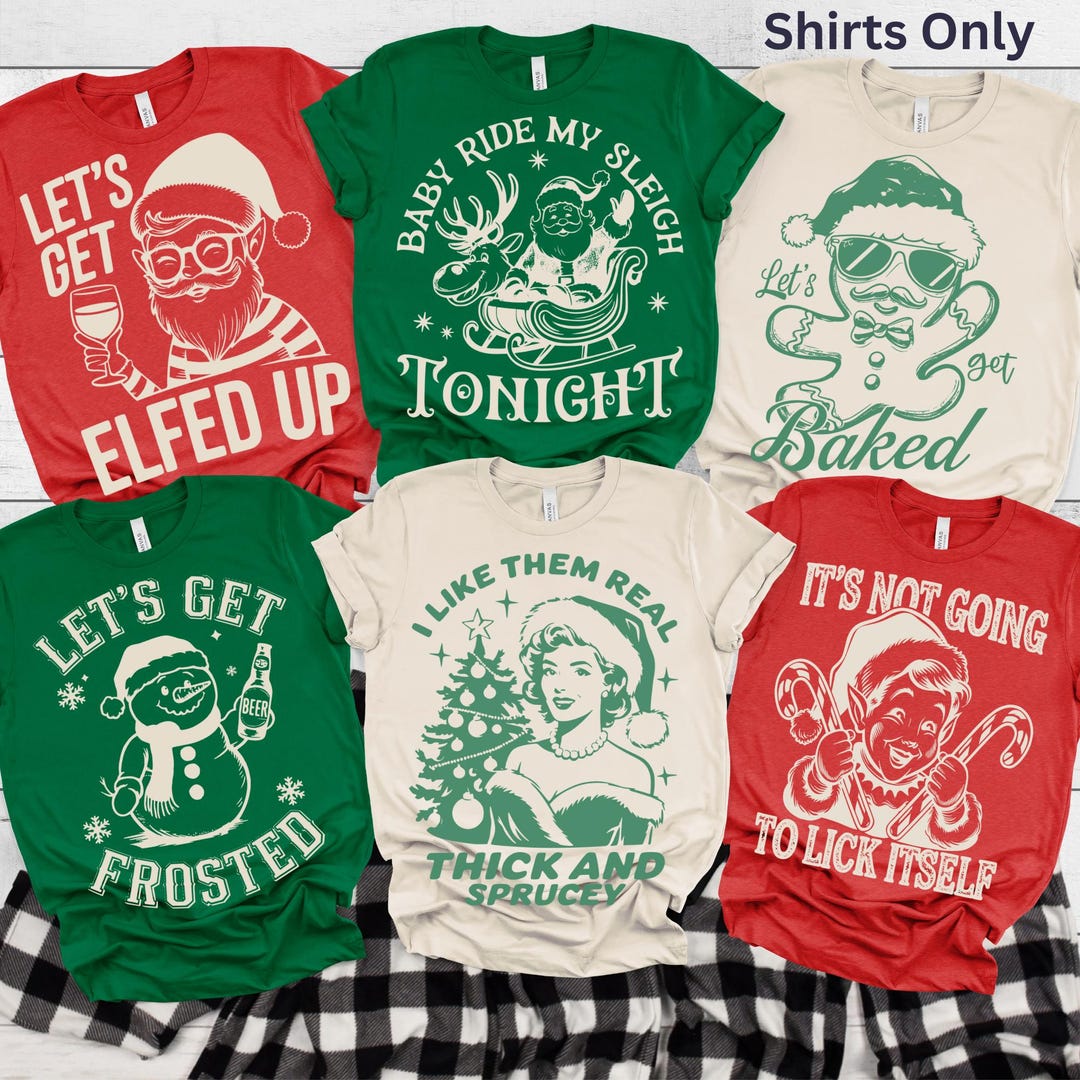 Rude Dirty Christmas Pajama Shirts, Inappropriate Couples Naughty Pjs ...