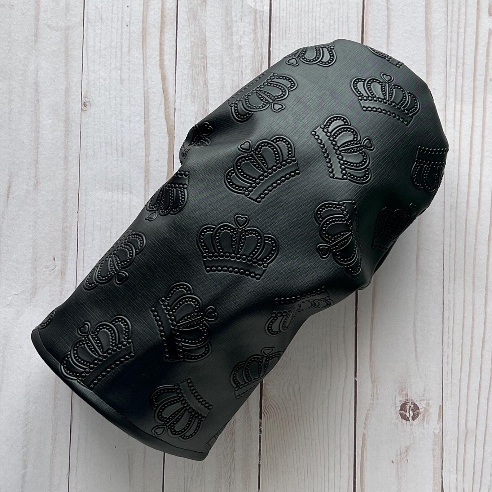 Unique Crown Embossed Leather Golf Headcovers | Black Leather | Unique ...