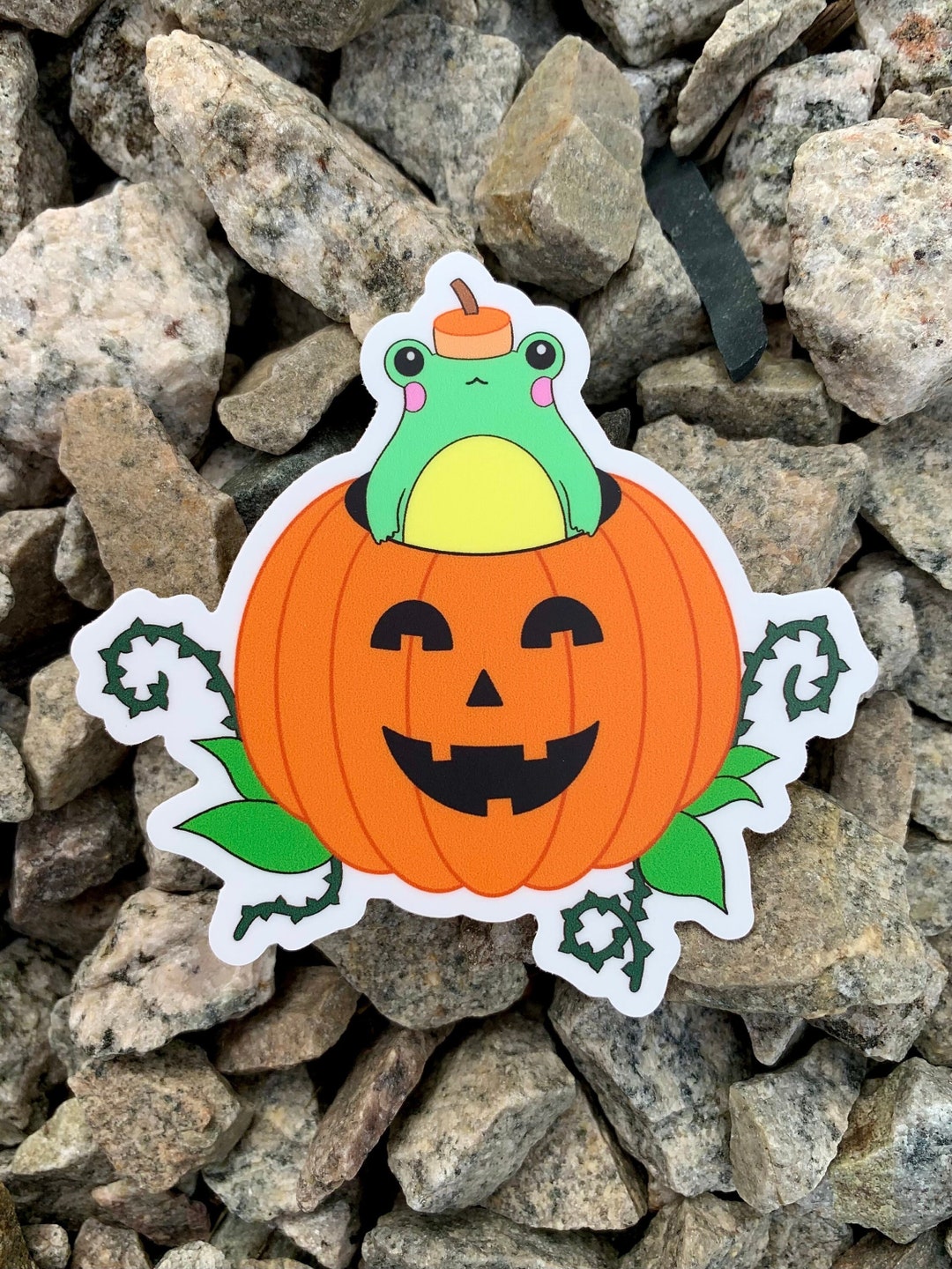 Pumpkin Frog Vinyl Sticker - Etsy