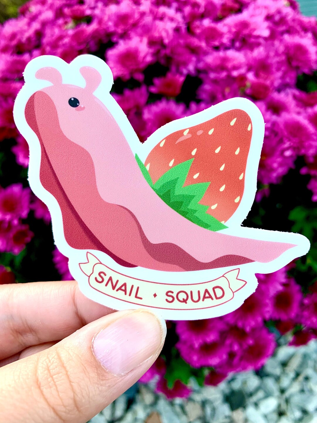Strawberry Snail Squad Sticker, Strawberry Snail Vinyl Sticker - Etsy