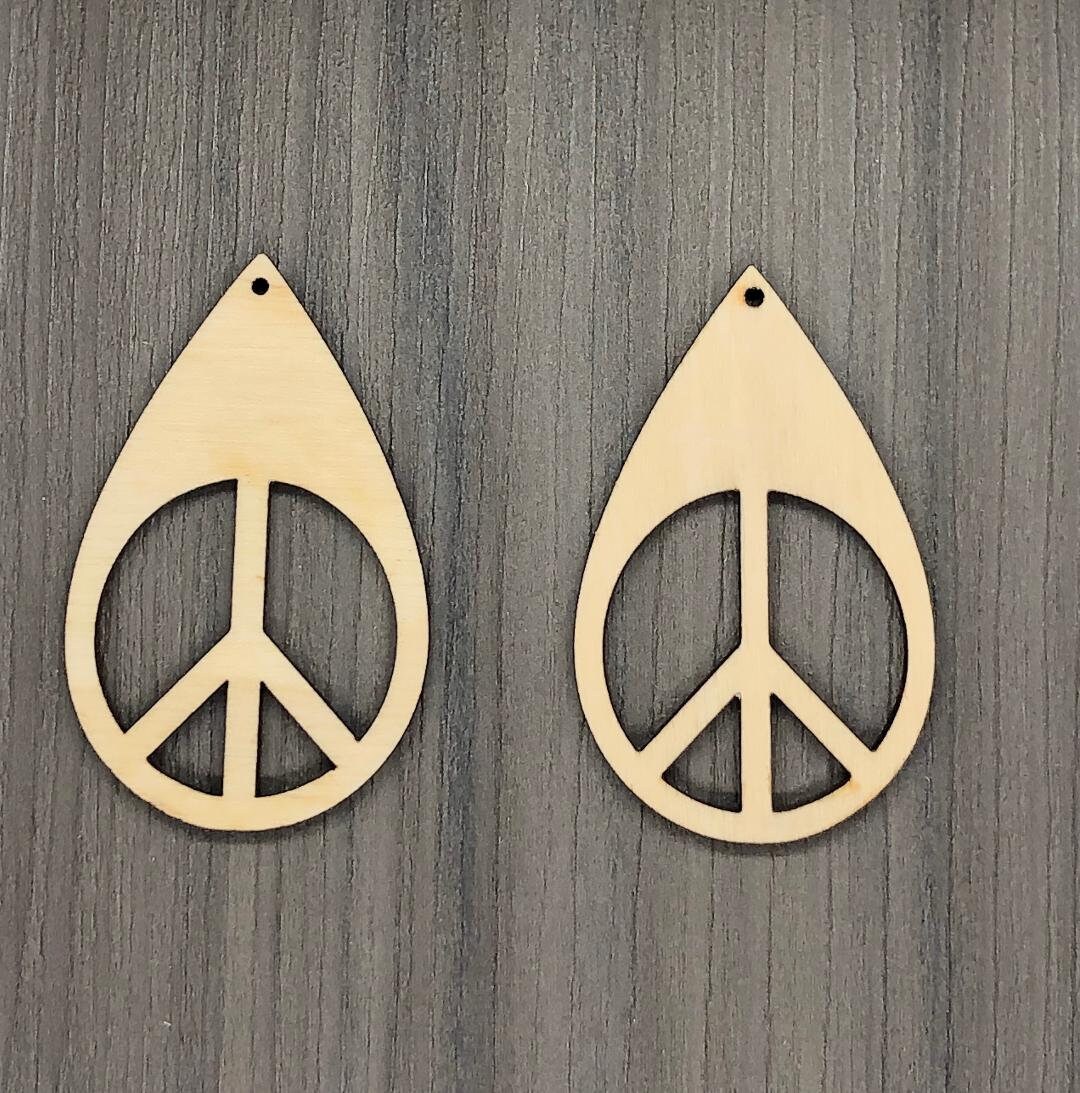 BULK Teardrop Peace Symbol Unfinished Laser Cut Wood Cutouts for ...