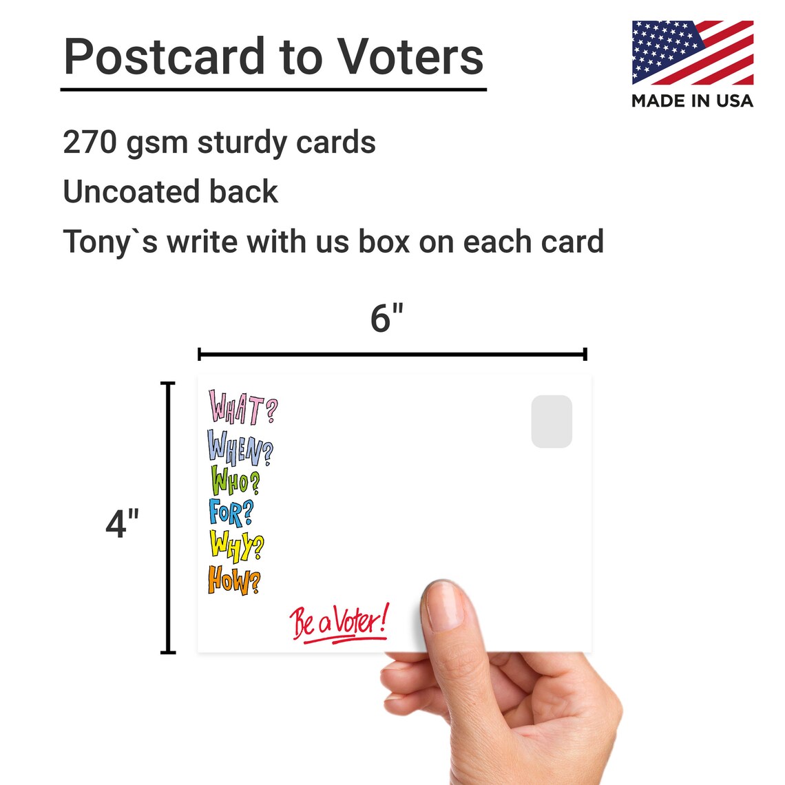 Postcards to Voters - Questionnaire Colorful - Etsy