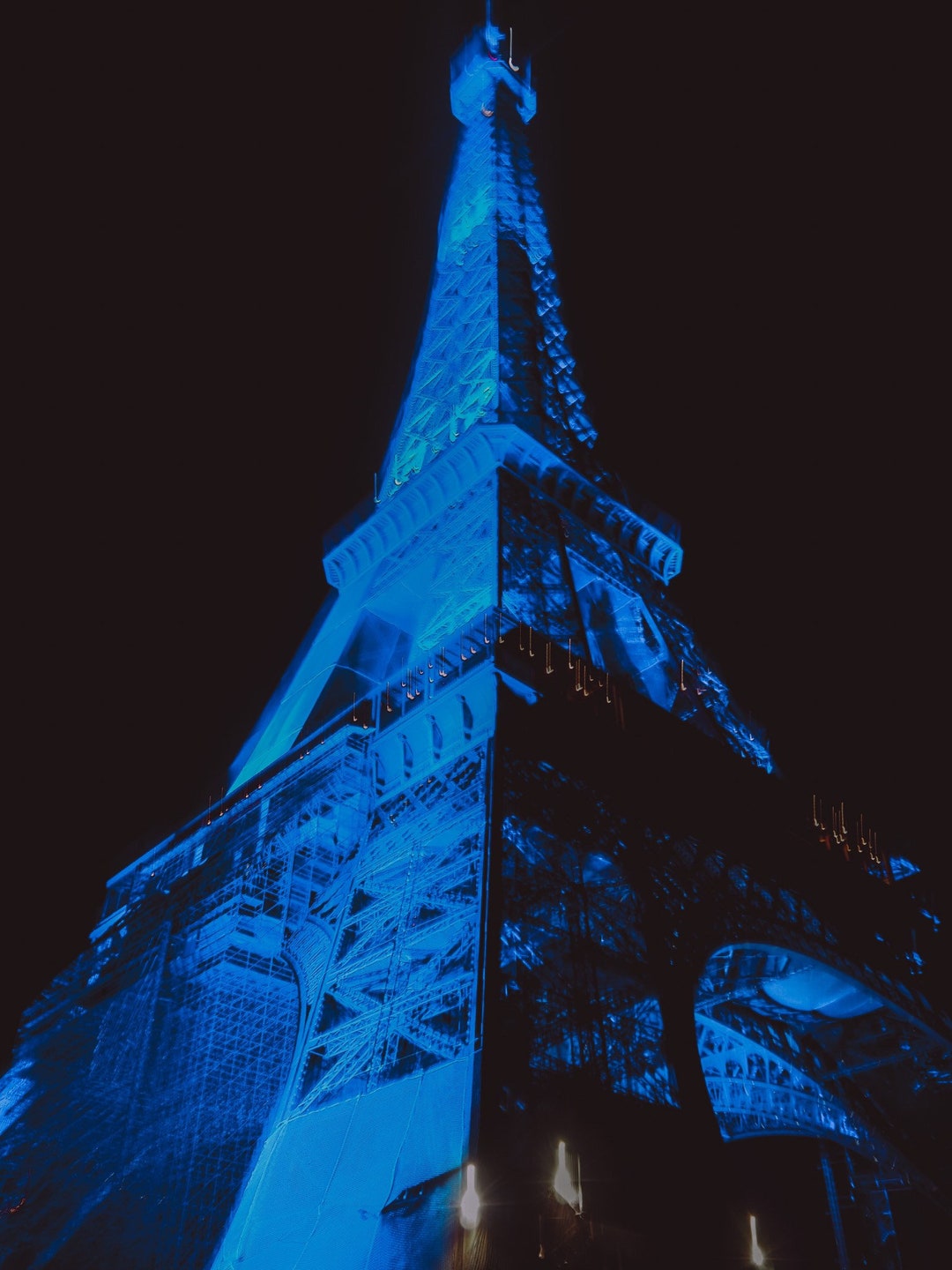 Blue Eiffel Tower by Night - Etsy