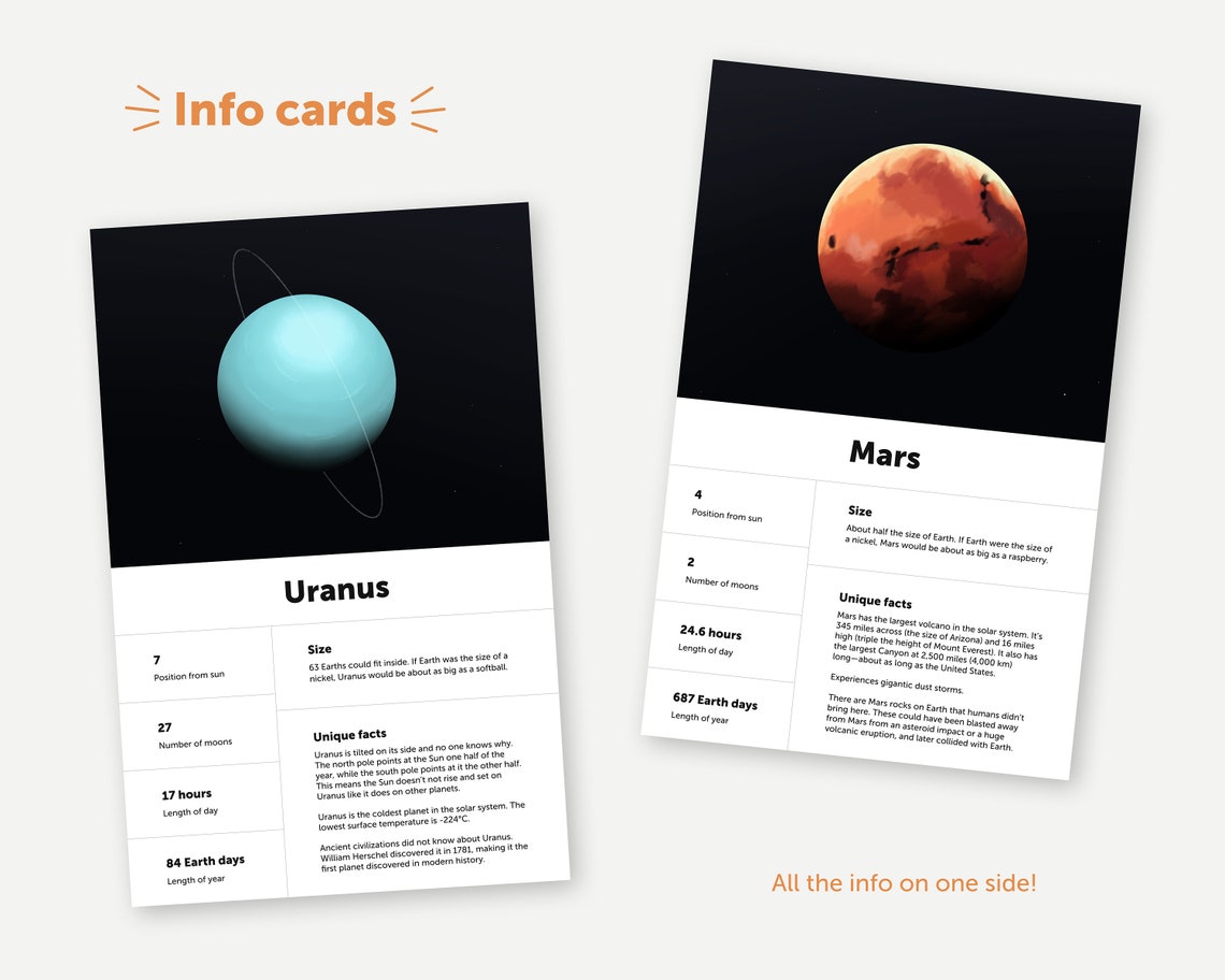 Planet Flashcards | Solar System Info Cards | Astronomy Educational ...