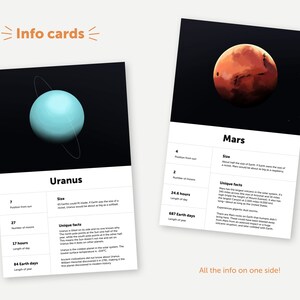 Planet Flashcards | Solar System Info Cards | Astronomy Educational ...