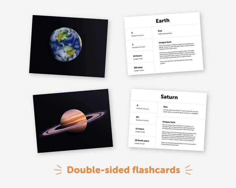 Planet Flashcards | Solar System Info Cards | Astronomy Educational ...