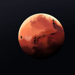 Mars Print Planet Illustration Solar System Digital Download Astronomy ...
