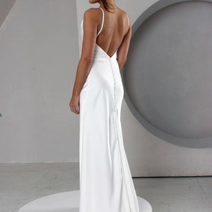 Backless Simple Wedding Dress/ Simple Bridal White Dress With Buttons ...