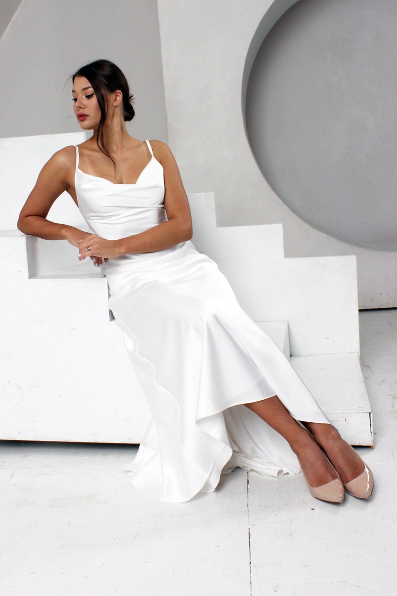 Backless Simple Wedding Dress/ Simple Bridal White Dress With - Etsy