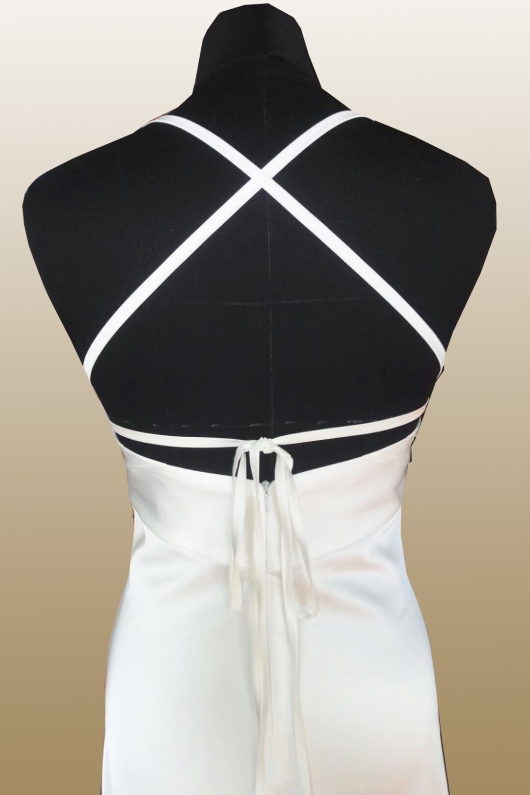 Draped Bride Ivory Slip Dress With Cross Straps. Ivory Simple Draped ...