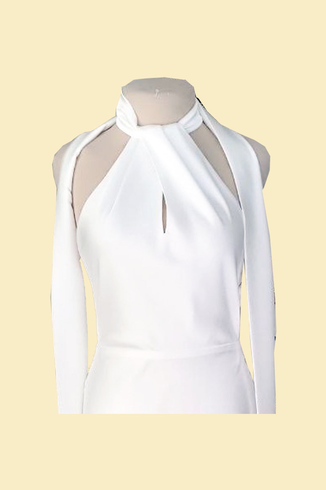 Ivory Simple Wediing Halter Top. Bridesmaids Open Back Waist Line Satin ...