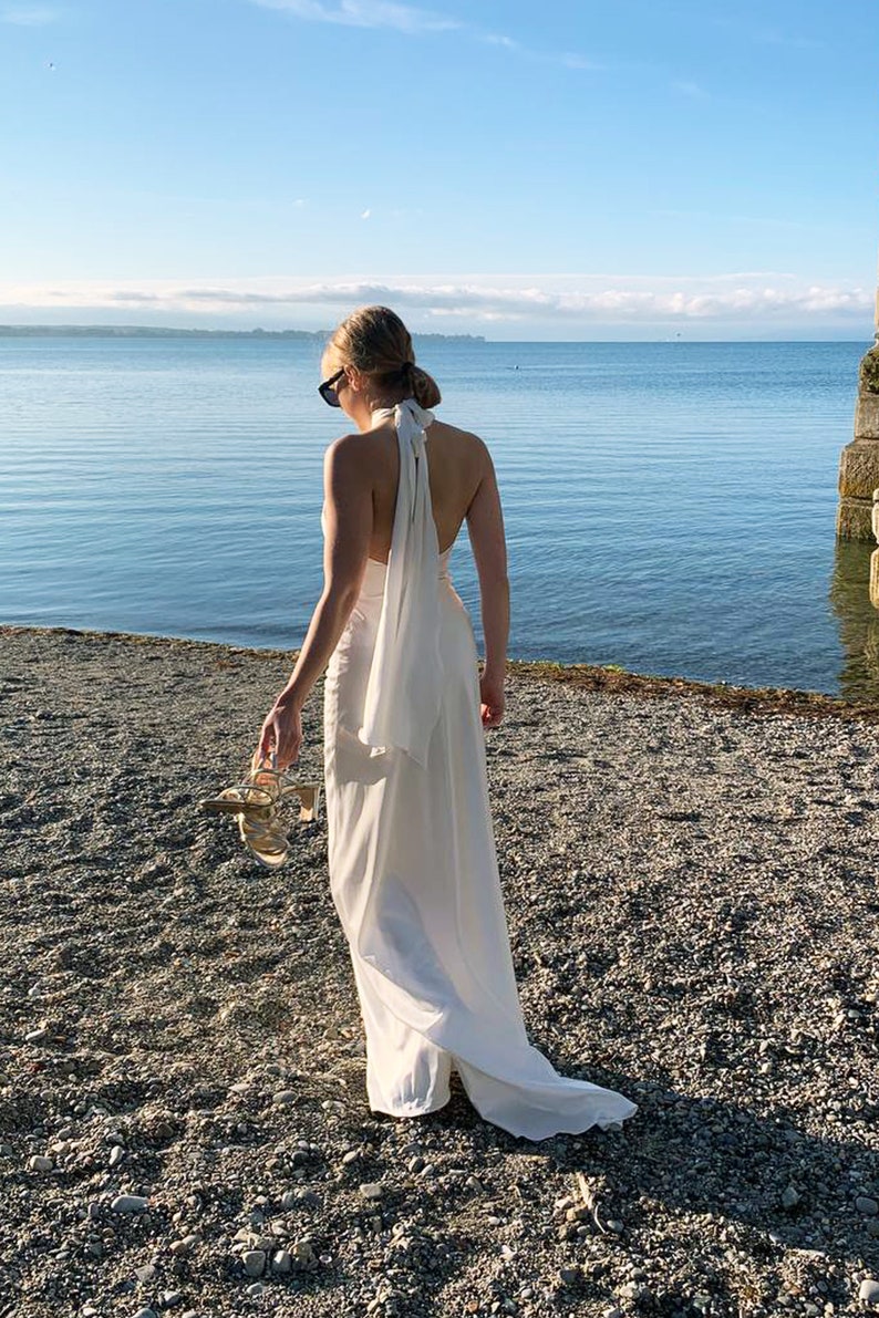 Bridle Backless Ivory Beach Slip Dress. Halter Top Backless - Etsy