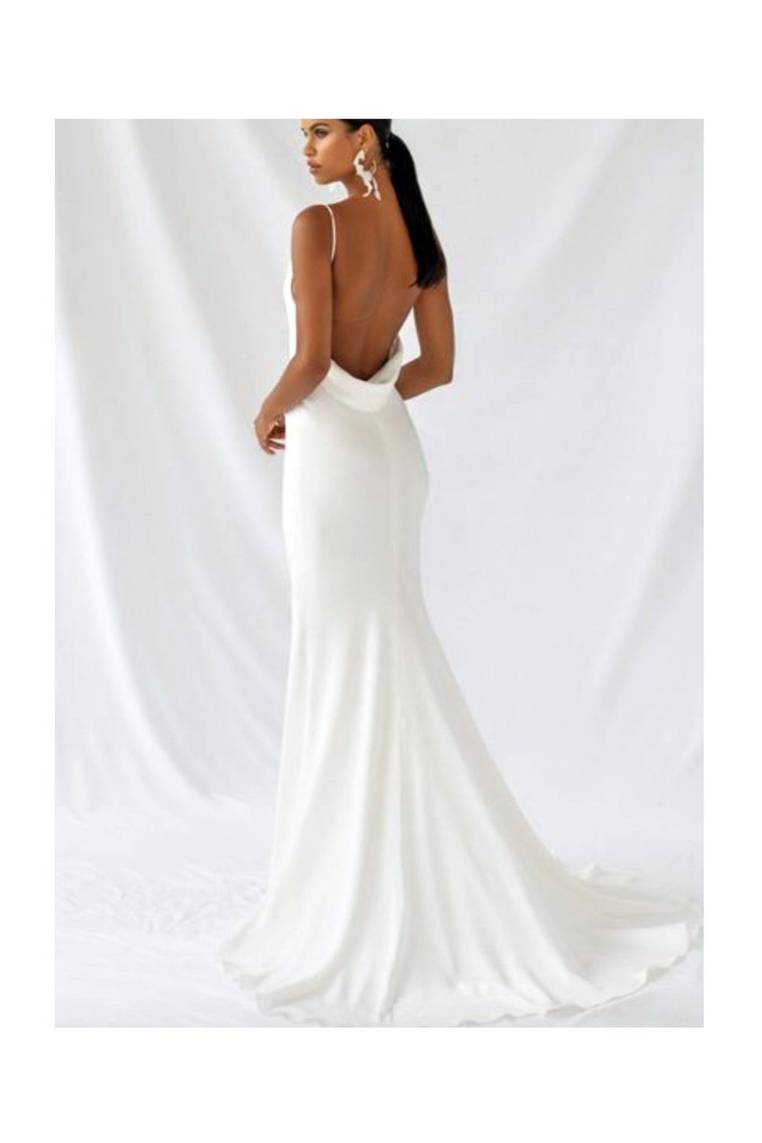 Wedding Simple Ivory Dress. Dress for Reception. Backless Custom ...