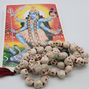 Sacred Kali Skull Mala Necklace: Howlite Stone, Hand-knotted Meditation ...