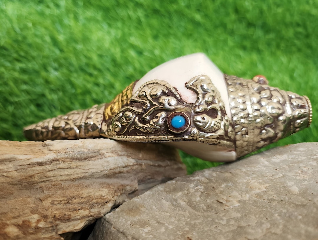 Blowing Conch Shell Sankha With Spiritual Significance, Himalayan ...