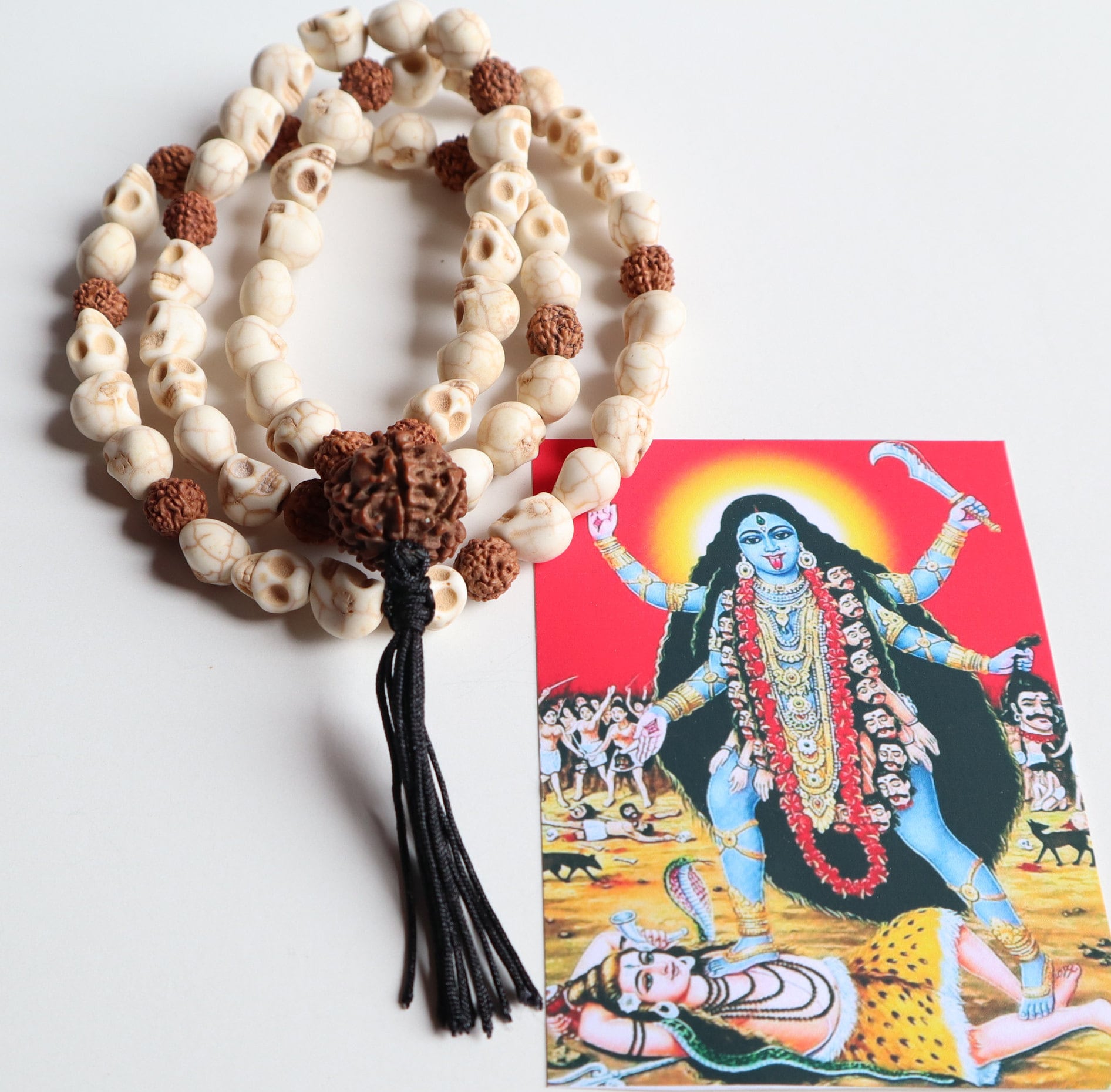 Om Kali Necklace, Shiva Kali Mala, Protection Yantra Mala, Kali Skull ...