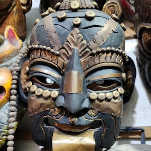Burmese Wood Mask, Natural Handmade Wooden Mask, Wall Hanging, Home ...