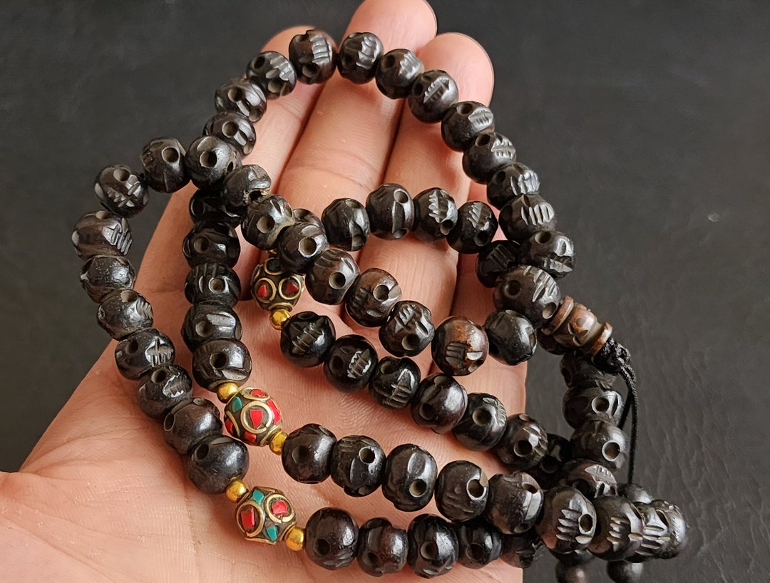 Kali Skull Bone Mala - Tibetan Hand Carved Buddhist Necklace - Etsy