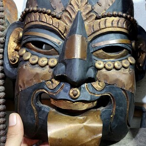 Burmese Wood Mask, Natural Handmade Wooden Mask, Wall Hanging, Home ...