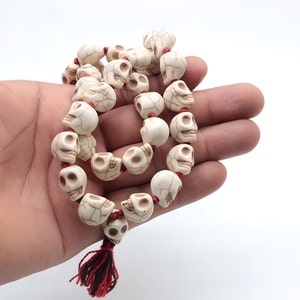 Sacred Kali Skull Mala Necklace: Howlite Stone, Hand-knotted Meditation ...