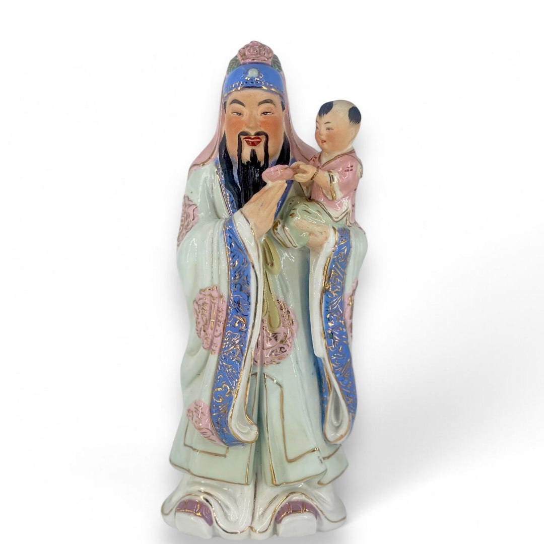 Vintage Chinese Porcelain Statue Fu Xing Famille Rose Mid 20th Century ...