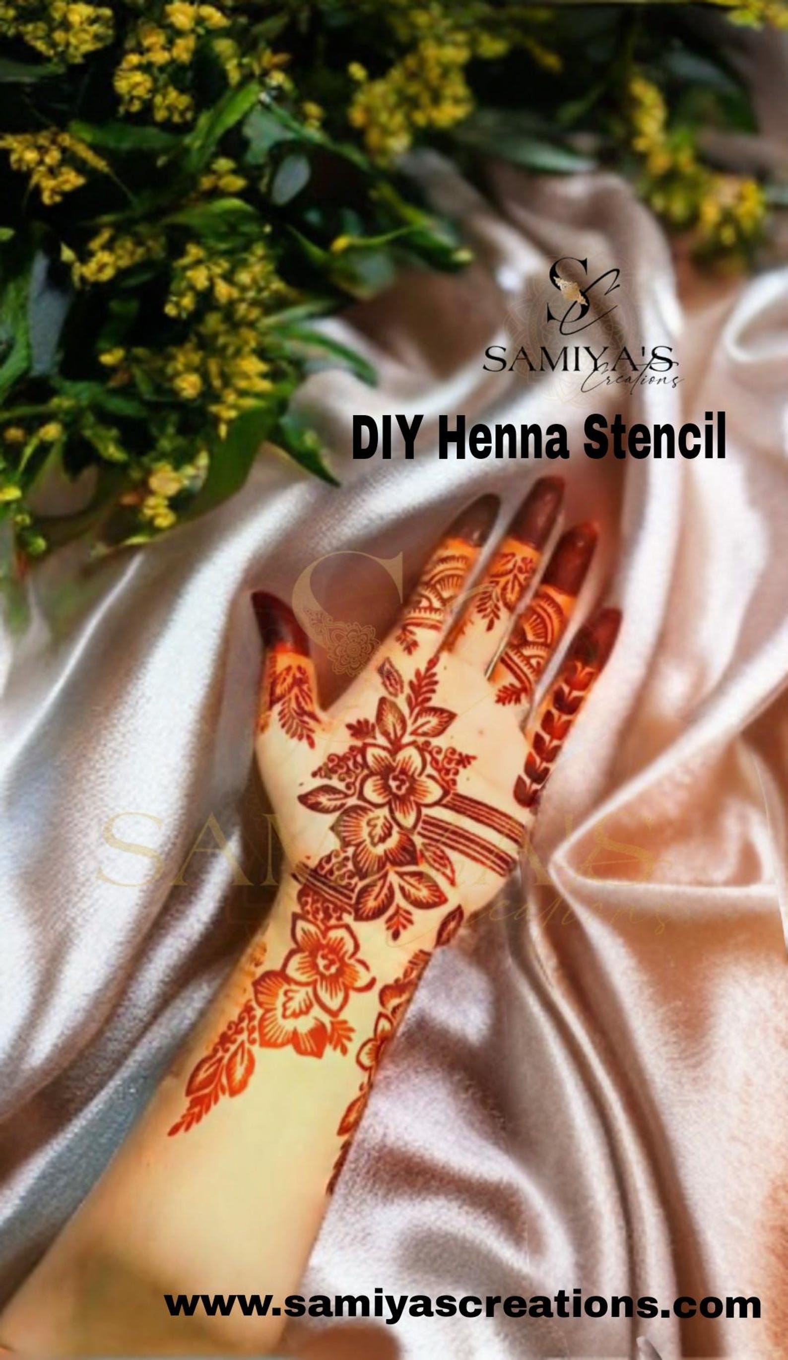Floral Mehndi Stencil for Hand Designs, Easy Henna and Clear ...
