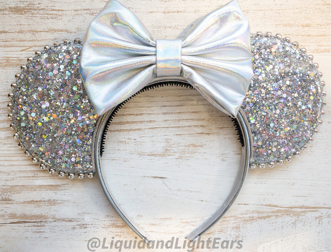 Light up Holographic Silver Resin Mouse Ears - Etsy