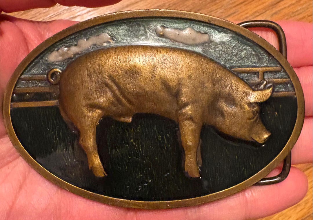Vintage the Pig Brass Belt Buckle – Farm & Country Western Style | Oval ...