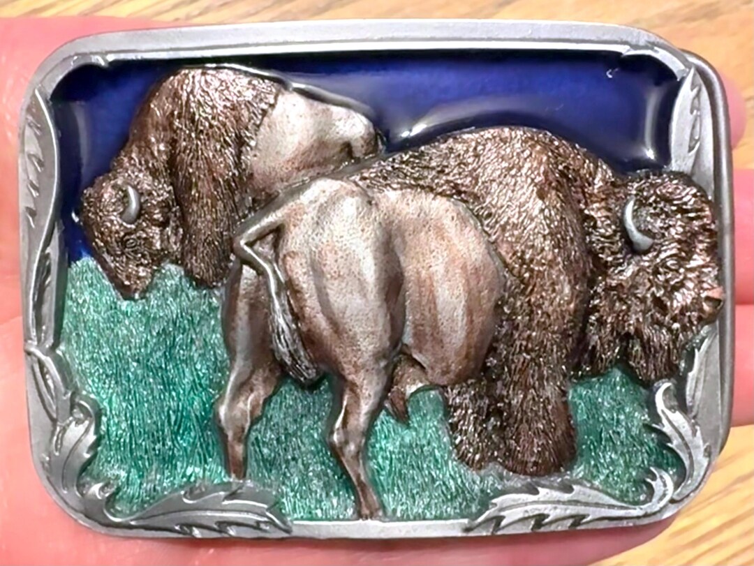 Vintag American Bison Belt Buckle 1997 CJ Inc– Made in USA Western ...