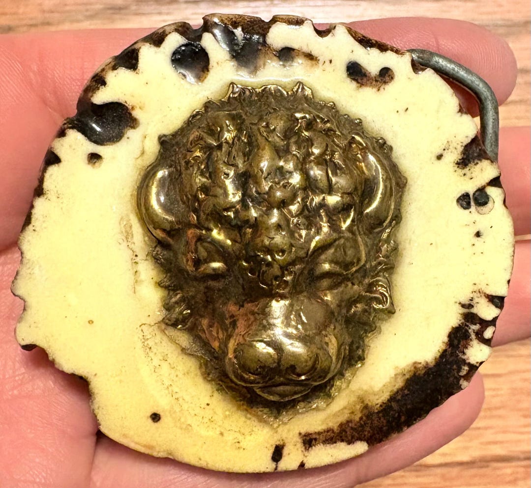 Vintage Antler Belt Buckle With Brass Buffalo Head – Rustic Western ...