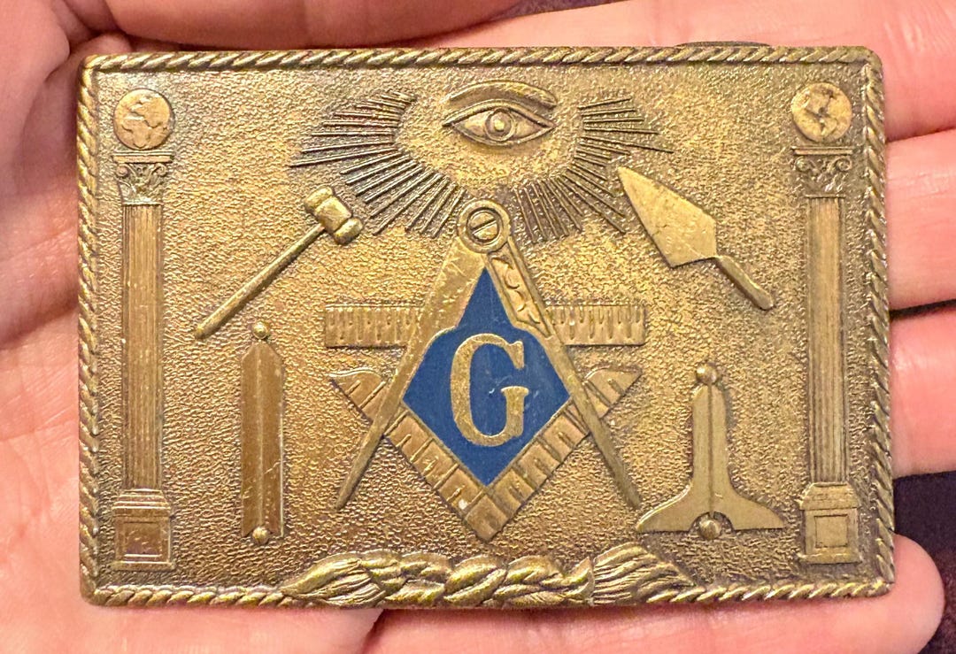 Vintage Masonic Freemason Belt Buckle – Square and Compass With “G ...