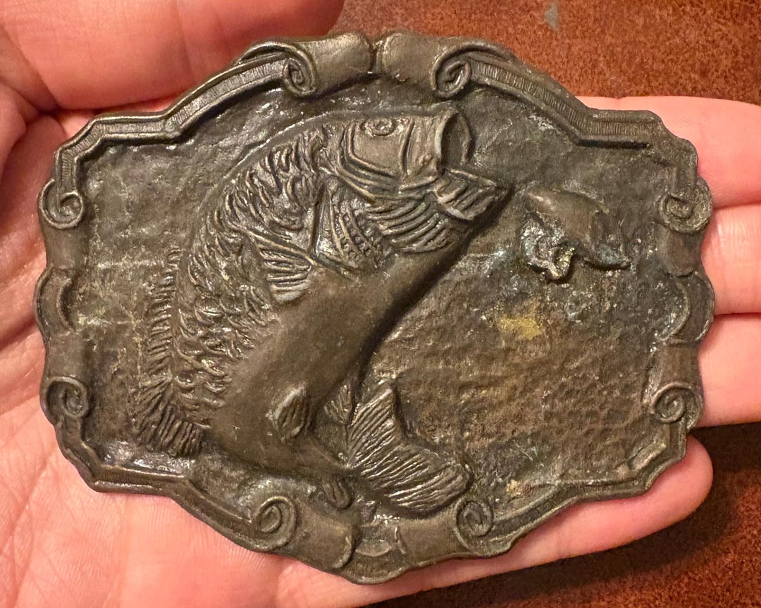 Vintage Largemouth Bass Fish Belt Buckle – Rustic Fisherman’s Gift ...