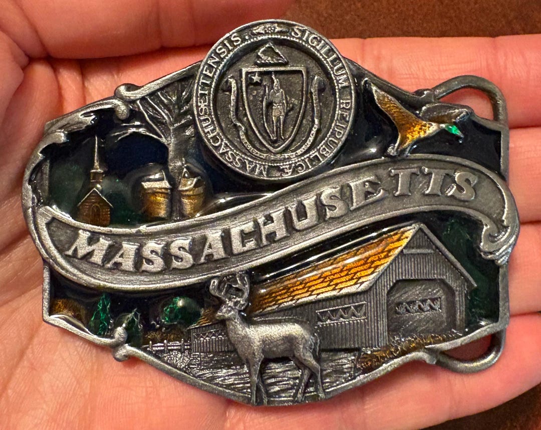 Vintage 1983 Massachusetts State Belt Buckle – Siskiyou Buckle Co. USA ...