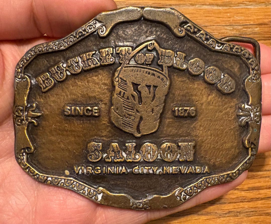 Vintage Bucket of Blood Saloon Belt Buckle – Cal Metal – Virginia City ...