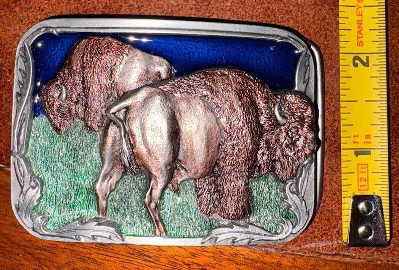 Vintag American Bison Belt Buckle 1997 CJ Inc– Made in USA Western ...