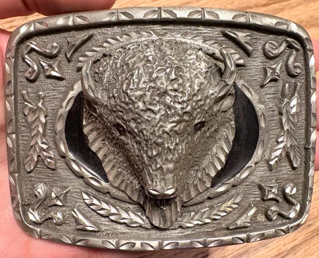 Vintage Buffalo Head American Bison Belt Buckle – Heavy Cast Pewter ...