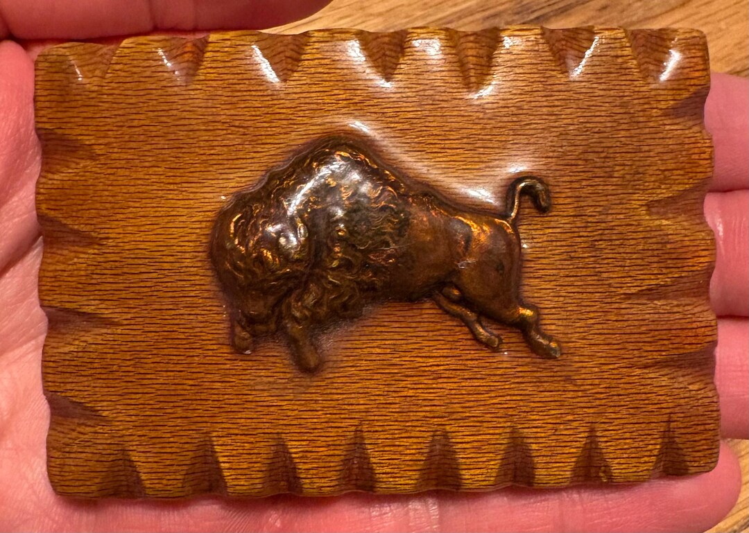 Vintage American Bison Hand-carved Wooden Buffalo Belt Buckle – Rustic ...