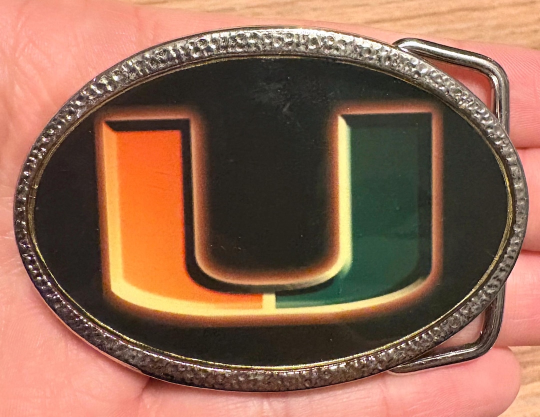 Vintage Miami Hurricanes “the U” Belt Buckle – Oval Enamel NCAA College ...